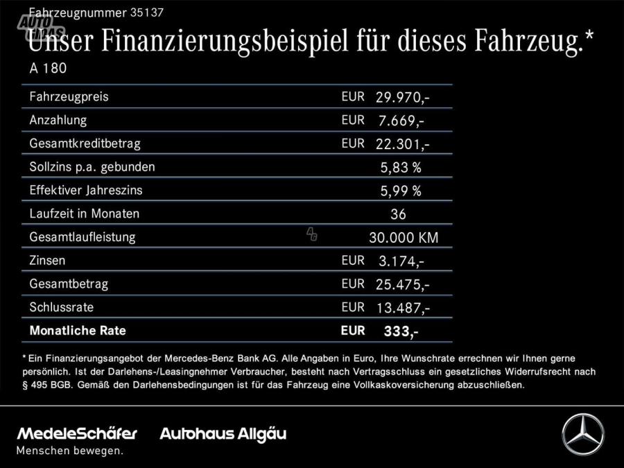 Black Mercedes-Benz A 180 2024 in Kaunas, with an engine capacity of 1.30 L and mileage of 18 thousand km for 33187 €, photo 11 on AUTOMOTO.COM.LV
