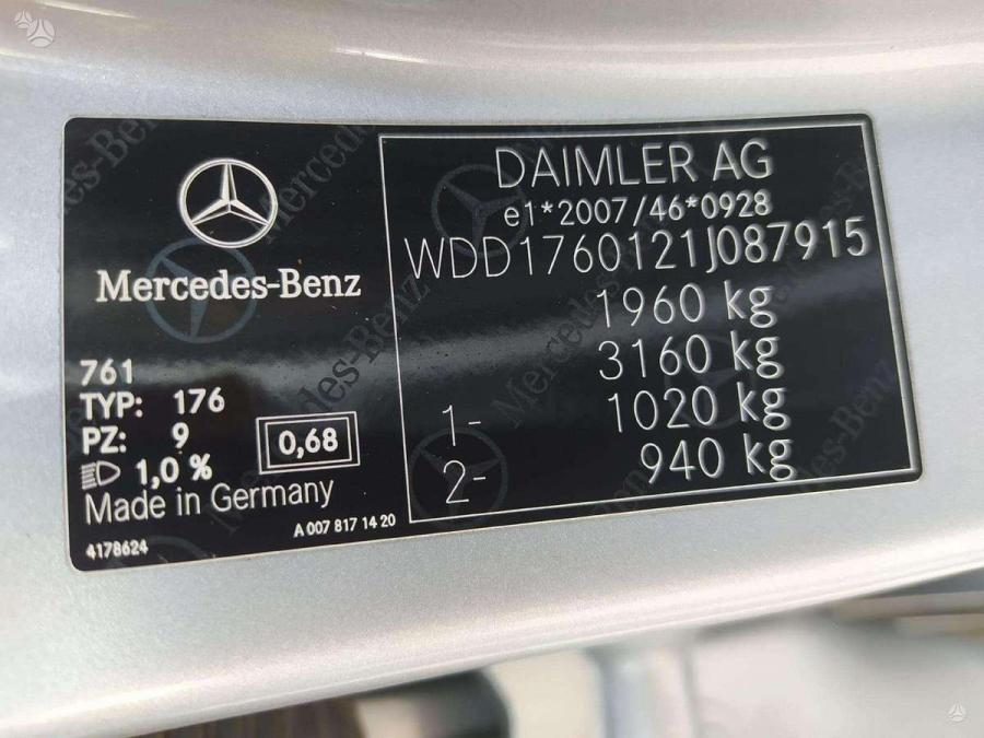 Grey Mercedes-Benz A 180 2013 in Panevezys, with an engine capacity of 1.46 L and mileage of 286 thousand km for 6999 €, photo 32 on AUTOMOTO.COM.LV