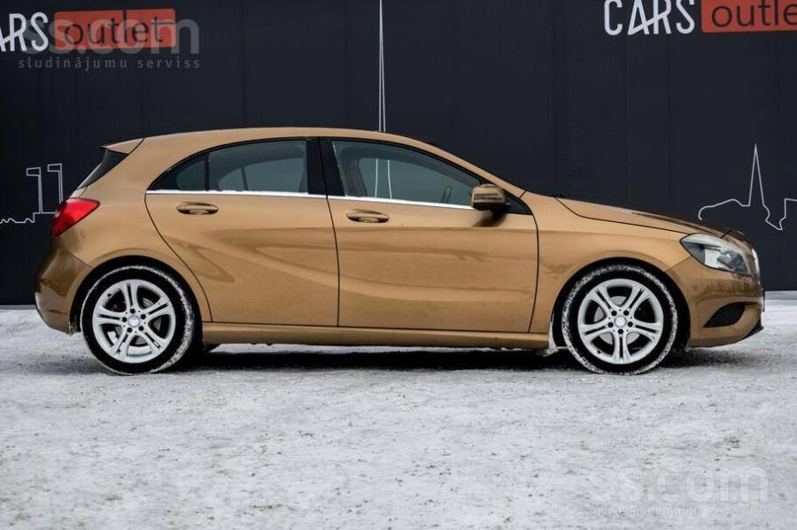Yellow Mercedes-Benz A 180 2013 in Riga, with an engine capacity of 1.80 L and mileage of 3035 thousand km for 11990 €, photo 4 on AUTOMOTO.COM.LV
