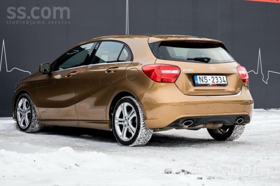 Yellow Mercedes-Benz A 180 2013 in Riga, with an engine capacity of 1.80 L and mileage of 3035 thousand km for 11990 €, photo 8 on AUTOMOTO.COM.LV