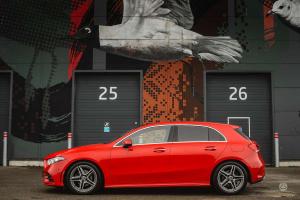 Red Mercedes-Benz A 200 2018 in Kaunas, with an engine capacity of 1.30 L and mileage of 186 thousand km for 16950 €, photo 7 on AUTOMOTO.COM.LV