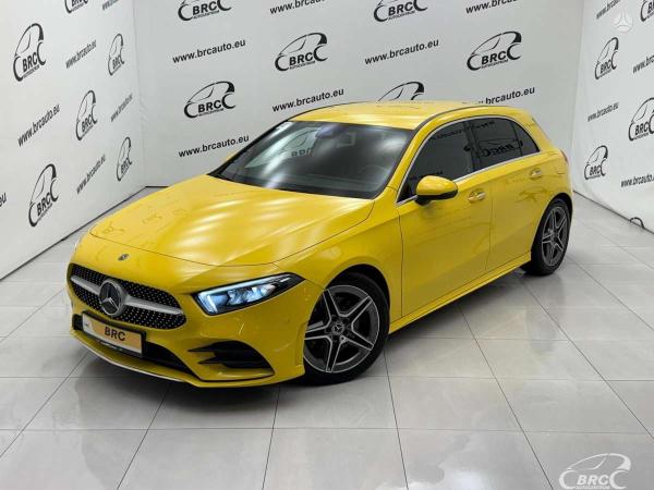 Yellow Mercedes-Benz a-220 2019 in Vilnius, with an engine capacity of 1.99 L and mileage of 28 thousand km for 24400 €, photo 1 on AUTOMOTO.COM.LV
