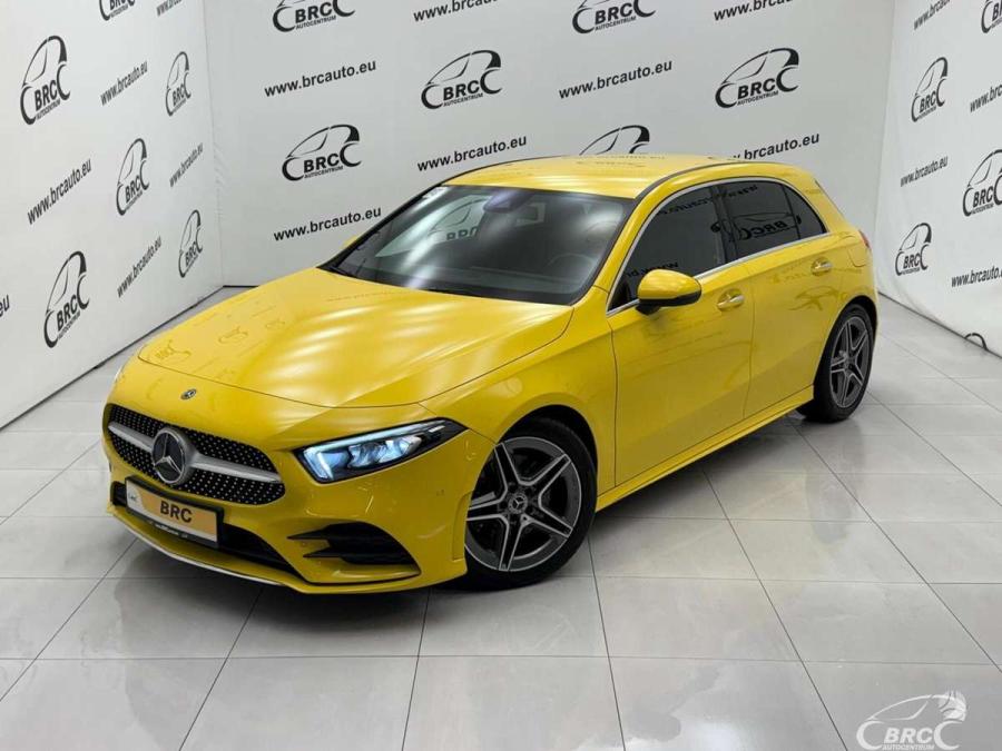 Yellow Mercedes-Benz a-220 2019 in Vilnius, with an engine capacity of 1.99 L and mileage of 28 thousand km for 19900 €, photo 1 on AUTOMOTO.COM.LV