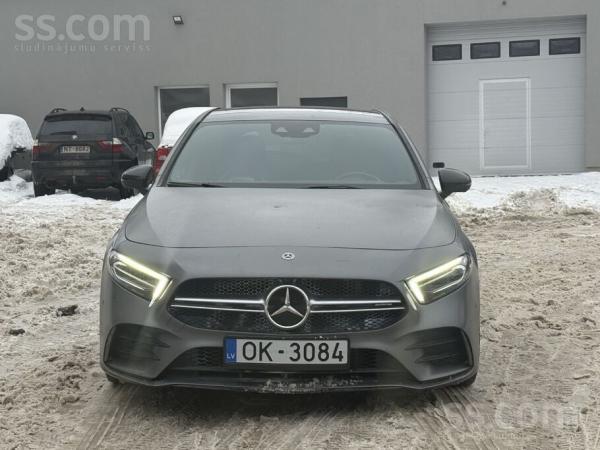 Grey Mercedes-Benz A 35 AMG 2019 in Riga, with an engine capacity of 2.00 L and mileage of 97 thousand km for 22900 €, photo 3 on AUTOMOTO.COM.LV