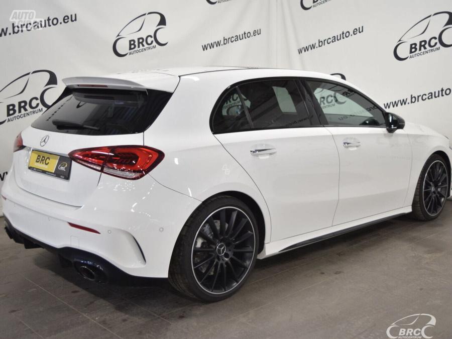 White Mercedes-Benz A 35 AMG 2019 in Riga, with an engine capacity of 2.00 L and mileage of 147 thousand km for 32900 €, photo 2 on AUTOMOTO.COM.LV