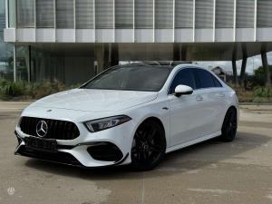 White Mercedes-Benz A 35 AMG 2020 in Vilnius, with an engine capacity of 2.00 L and mileage of 74 thousand km for 28990 €, photo  on AUTOMOTO.COM.LV