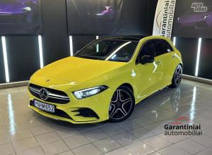 Yellow Mercedes-Benz A 35 AMG 2019 in Avizieniai, with an engine capacity of 2.00 L and mileage of 99 thousand km for 29500 €, photo  on AUTOMOTO.COM.LV
