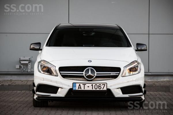 White Mercedes-Benz A 45 AMG 2014 in Riga, with an engine capacity of 2.00 L and mileage of 0 thousand km for 21900 €, photo 5 on AUTOMOTO.COM.LV