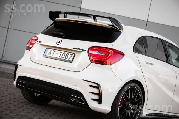 White Mercedes-Benz A 45 AMG 2014 in Riga, with an engine capacity of 2.00 L and mileage of 0 thousand km for 21900 €, photo 7 on AUTOMOTO.COM.LV