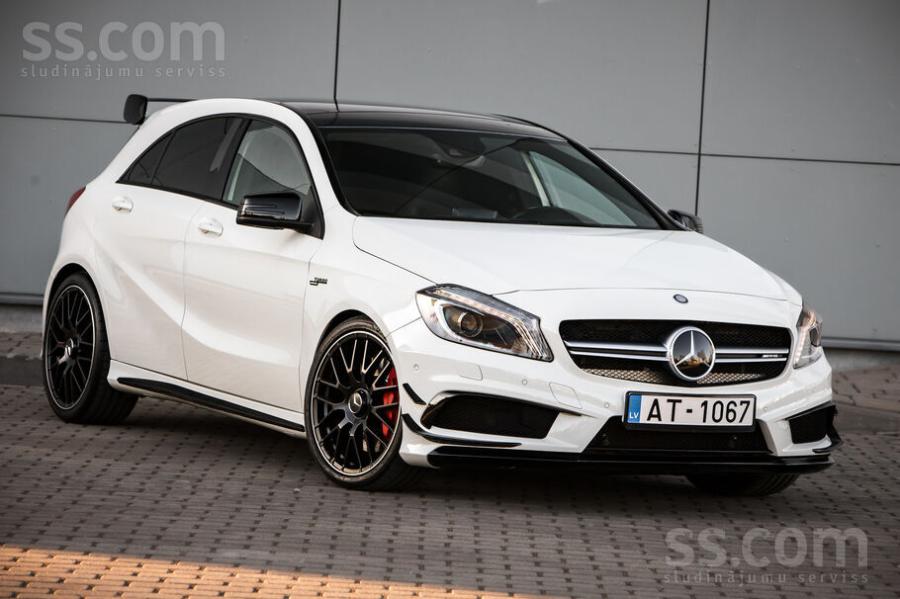 Balts Mercedes-Benz A 45 AMG 2014 Rīga, ar dzinēja tilpumu 2.00 L un nobraukumu 0 tūkst. km par 19900 €, foto 1 vietnē AUTOMOTO.COM.LV