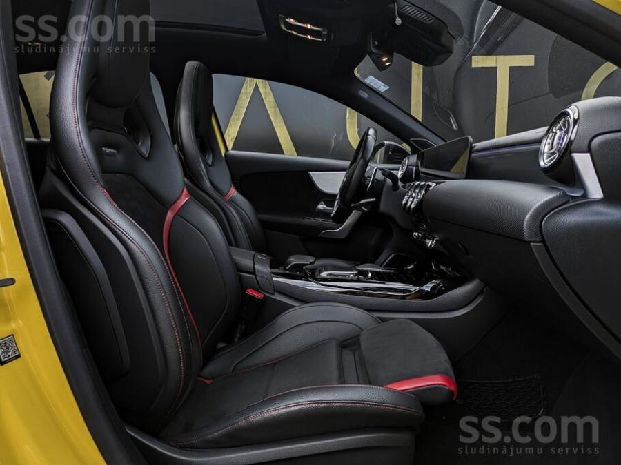 Yellow Mercedes-Benz A 45 AMG 2020 in Tukums, with an engine capacity of 2.00 L and mileage of 106 thousand km for 34990 €, photo 8 on AUTOMOTO.COM.LV