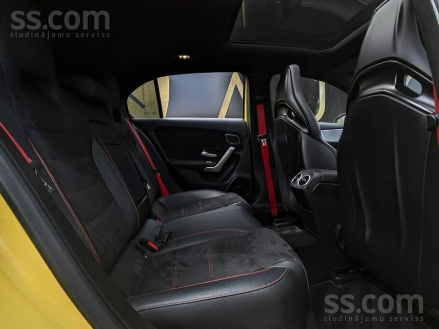 Yellow Mercedes-Benz A 45 AMG 2020 in Tukums, with an engine capacity of 2.00 L and mileage of 106 thousand km for 34990 €, photo 9 on AUTOMOTO.COM.LV