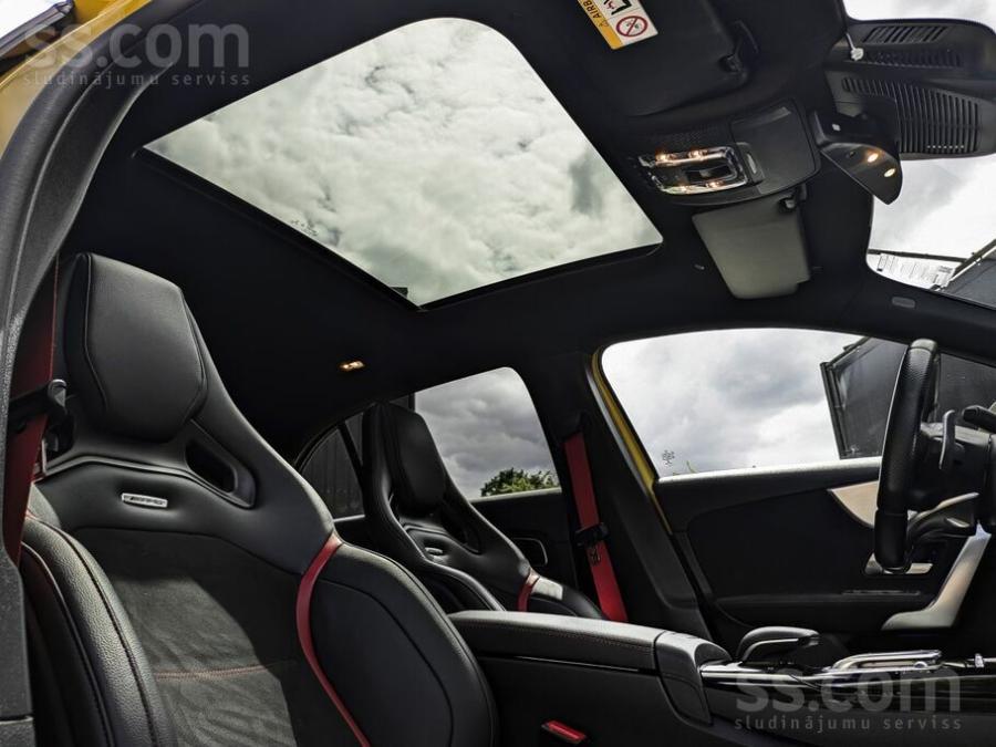 Yellow Mercedes-Benz A 45 AMG 2020 in Tukums, with an engine capacity of 2.00 L and mileage of 106 thousand km for 34990 €, photo 15 on AUTOMOTO.COM.LV