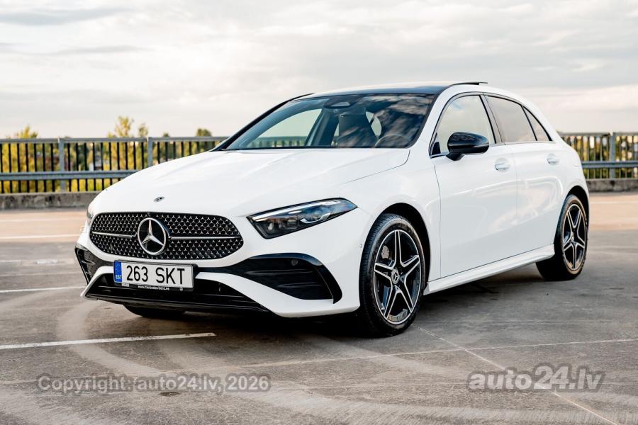 White Mercedes-Benz A-Class 2023 in Parnu, with an engine capacity of 1.30 L and mileage of 66 thousand km for 34500 €, photo 1 on AUTOMOTO.COM.LV