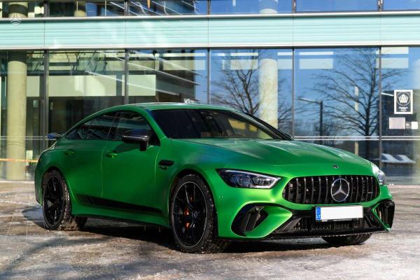 Green Mercedes-Benz amg-gt 2024 in Vilnius, with an engine capacity of 3.98 L and mileage of 8 thousand km for 171000 €, photo 3 on AUTOMOTO.COM.LV