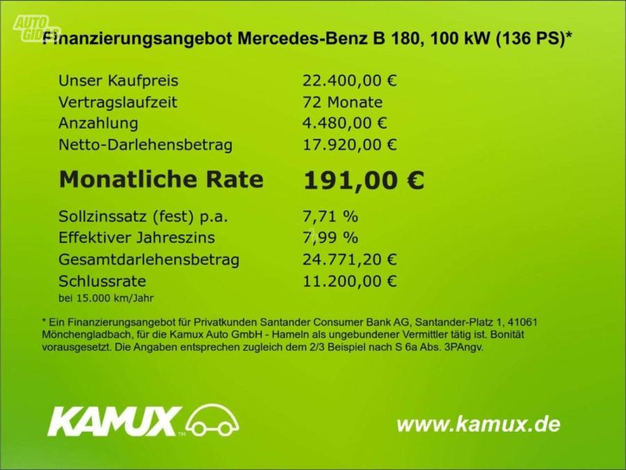 Black Mercedes-Benz B 180 2019 in Kaunas, with an engine capacity of 1.30 L and mileage of 32 thousand km for 24872 €, photo 12 on AUTOMOTO.COM.LV