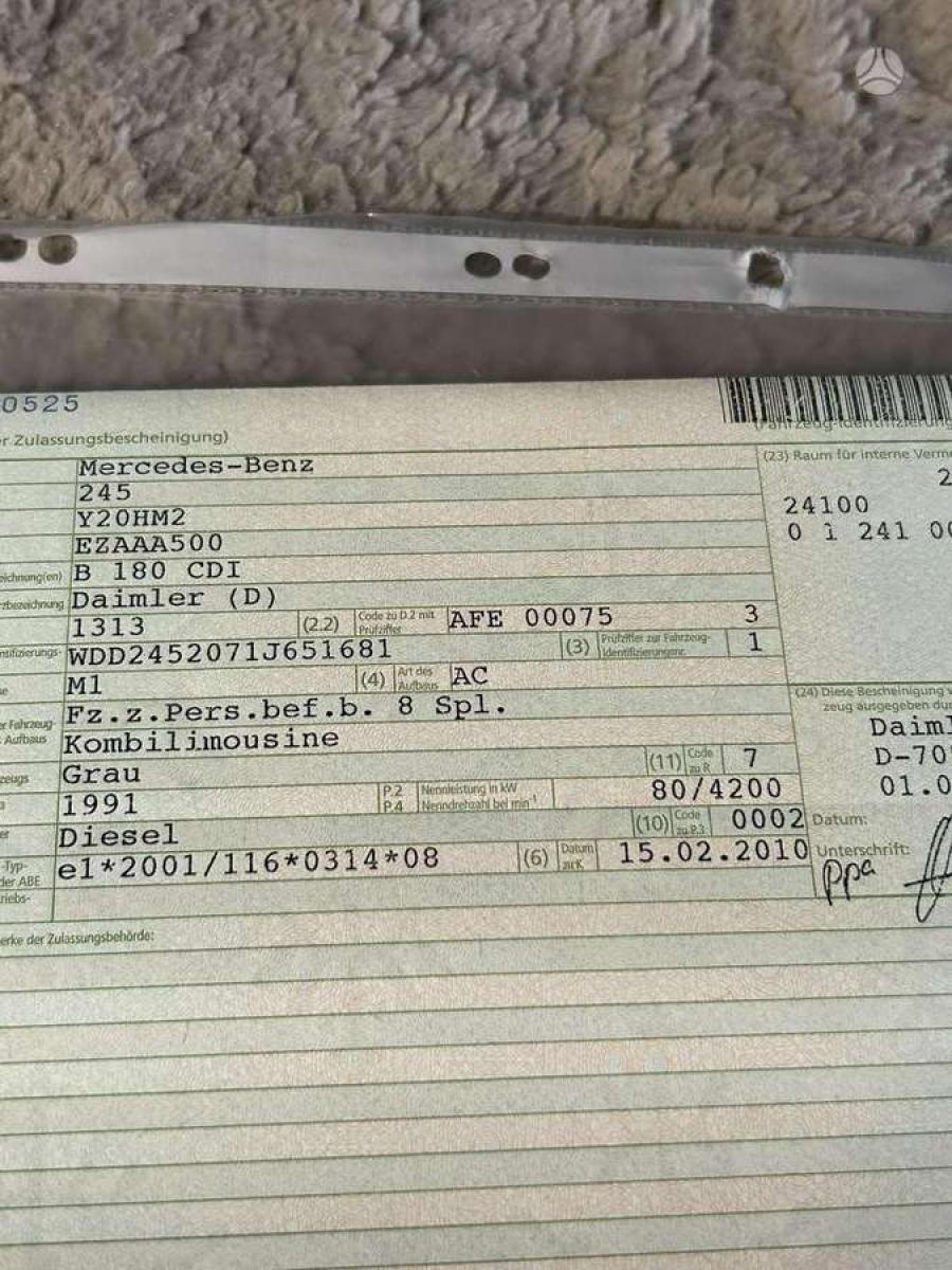 Серый Мерседес Б 180 2011 в Каунас, объемом двигателя 2.00 л и пробегом 214 тыс. км за 3750 €, фото 7 на AUTOMOTO.COM.LV