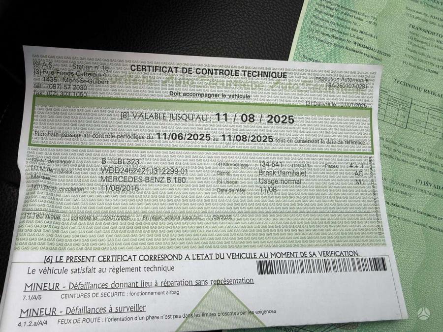 Grey Mercedes-Benz B 180 2015 in Raseiniai, with an engine capacity of 1.60 L and mileage of 153 thousand km for 7999 €, photo 28 on AUTOMOTO.COM.LV