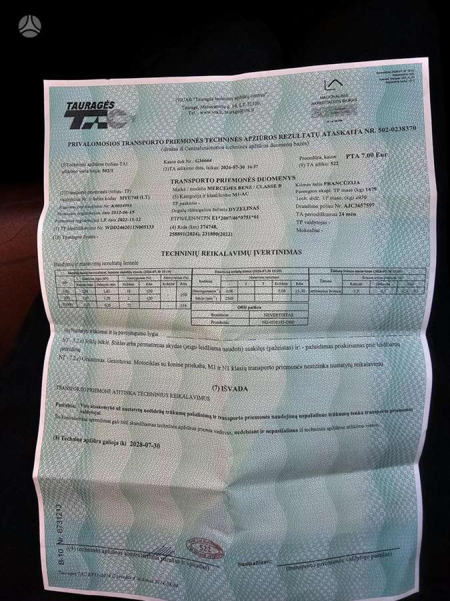 White Mercedes-Benz B 180 2013 in Kaisiadorys, with an engine capacity of 1.80 L and mileage of 276 thousand km for 5650 €, photo 54 on AUTOMOTO.COM.LV