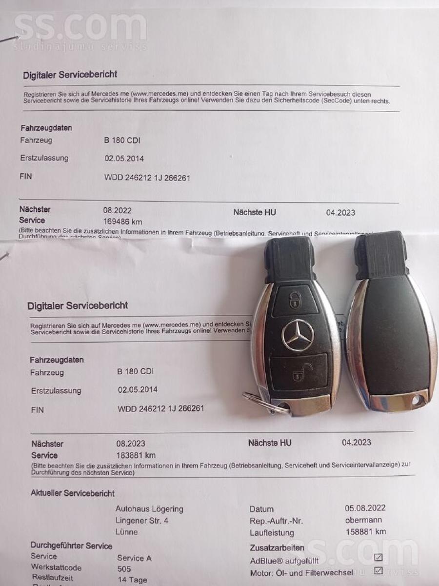 Balts Mercedes-Benz B 180 2014 Rīga, ar dzinēja tilpumu 1.50 L un nobraukumu 200 tūkst. km par 7990 €, foto 17 vietnē AUTOMOTO.COM.LV