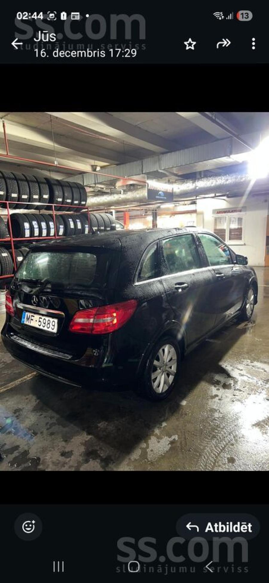 Black Mercedes-Benz B 200 2015 in Riga, with an engine capacity of 2.00 L and mileage of 0 thousand km for 3000 €, photo 2 on AUTOMOTO.COM.LV