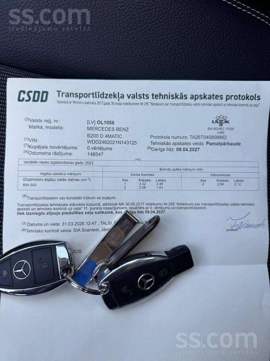 Mercedes-Benz B 200 2016 in Talsi, with an engine capacity of 2.00 L and mileage of 149 thousand km for 12700 €, photo 24 on AUTOMOTO.COM.LV