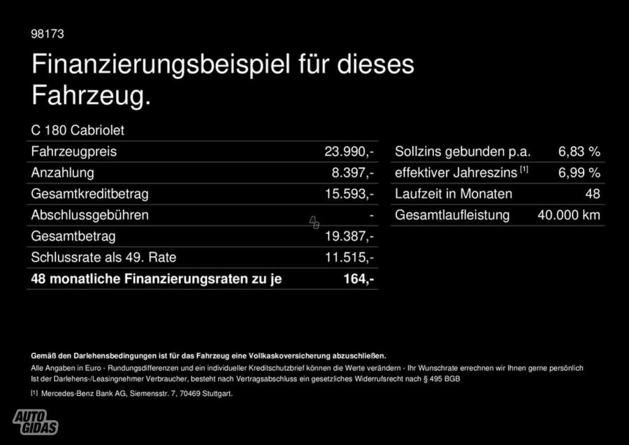 Черный Мерседес Ц 180 2018 в Каунас, объемом двигателя 1.60 л и пробегом 80 тыс. км за 26510 €, фото 2 на AUTOMOTO.COM.LV