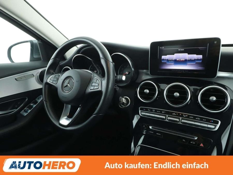 Black Mercedes-Benz C 180 2018 in Kaunas, with an engine capacity of 1.60 L and mileage of 90 thousand km for 24728 €, photo 13 on AUTOMOTO.COM.LV