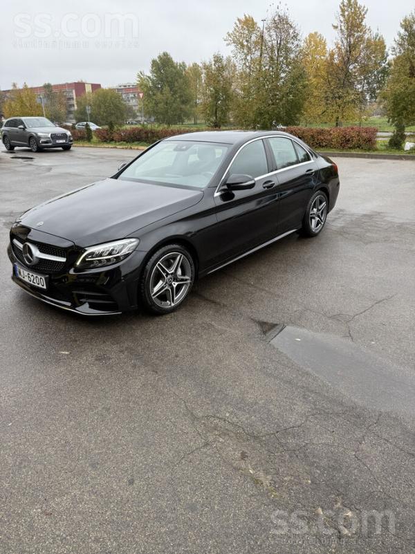 Black Mercedes-Benz C 180 2019 in Riga, with an engine capacity of 1.60 L and mileage of 43 thousand km for 24777 €, photo 1 on AUTOMOTO.COM.LV
