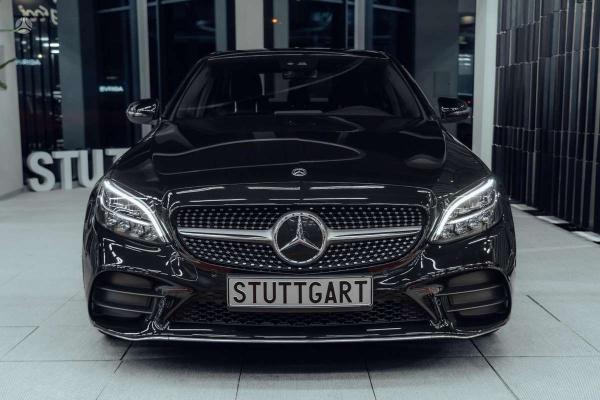 Black Mercedes-Benz C 180 2019 in Riga, with an engine capacity of 1.60 L and mileage of 128 thousand km for 22900 €, photo 2 on AUTOMOTO.COM.LV