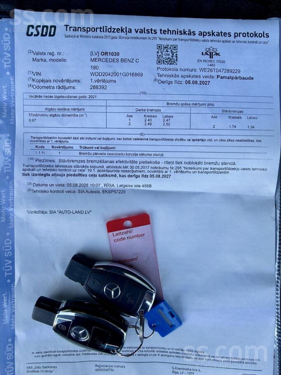 Blue Mercedes-Benz C 180 2012 in Riga, with an engine capacity of 2.20 L and mileage of 0 thousand km for 5650 €, photo 16 on AUTOMOTO.COM.LV