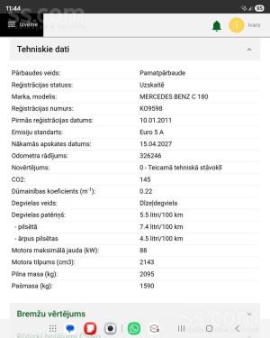 Pelēks Mercedes-Benz C 180 2011 Liepāja, ar dzinēja tilpumu 2.20 L un nobraukumu 326 tūkst. km par 5200 €, foto 3 vietnē AUTOMOTO.COM.LV