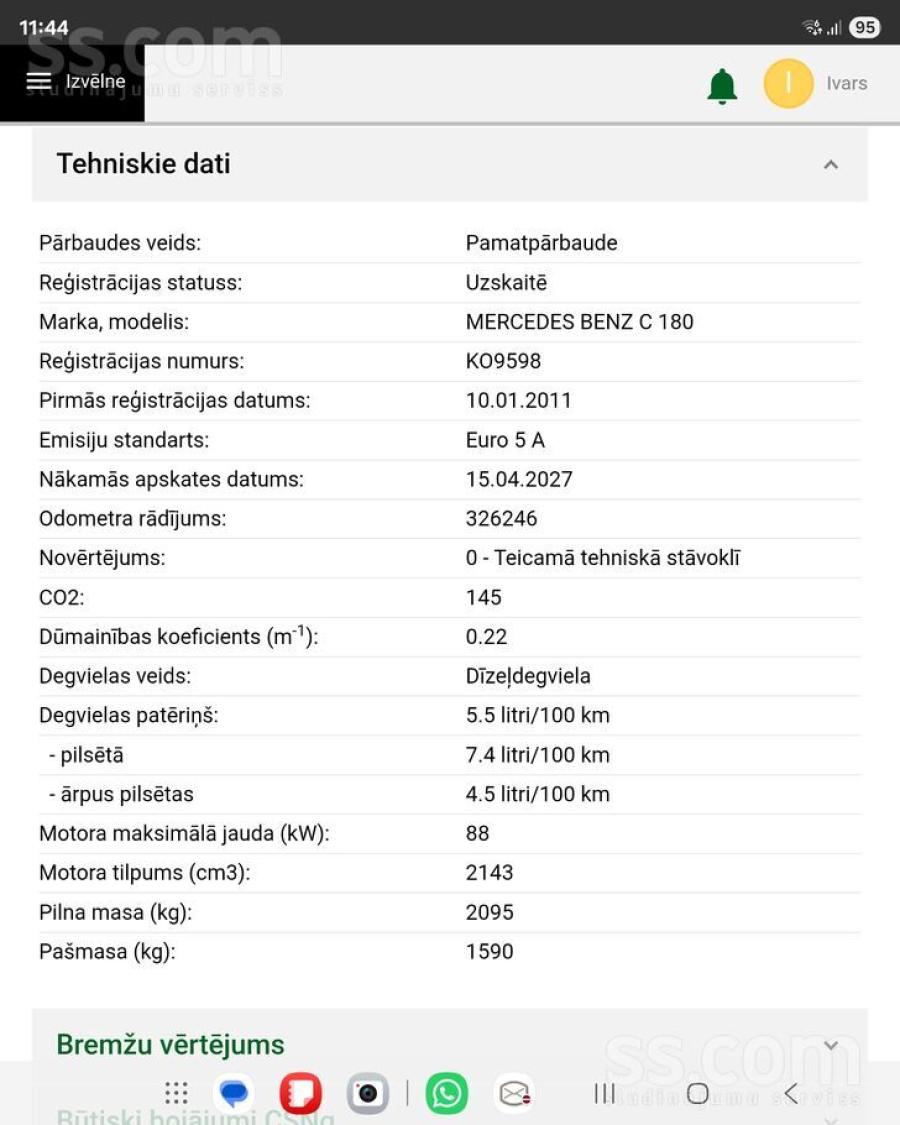 Pelēks Mercedes-Benz C 180 2011 Liepāja, ar dzinēja tilpumu 2.20 L un nobraukumu 326 tūkst. km par 5200 €, foto 3 vietnē AUTOMOTO.COM.LV
