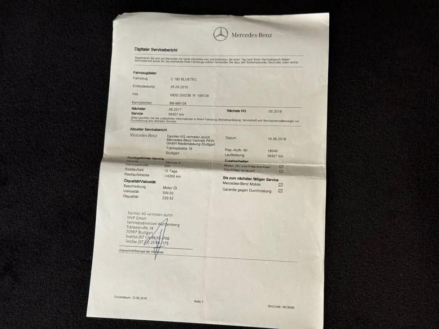 Серый Мерседес Ц 180 2015 в Юрмала, объемом двигателя 1.60 л и пробегом 251 тыс. км за 12450 €, фото 53 на AUTOMOTO.COM.LV