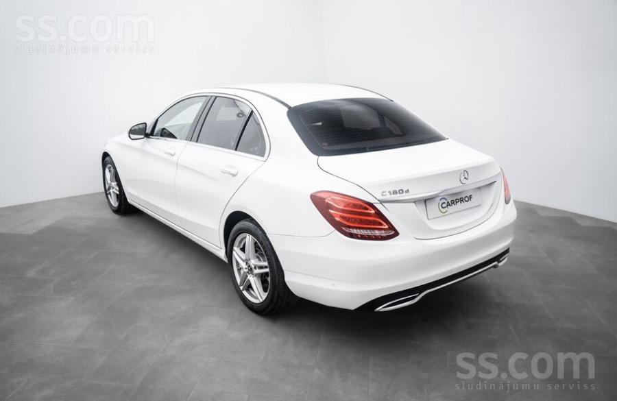 White Mercedes-Benz C 180 2018 in Tallinn, with an engine capacity of 1.60 L and mileage of 269 thousand km for 12499 €, photo 7 on AUTOMOTO.COM.LV