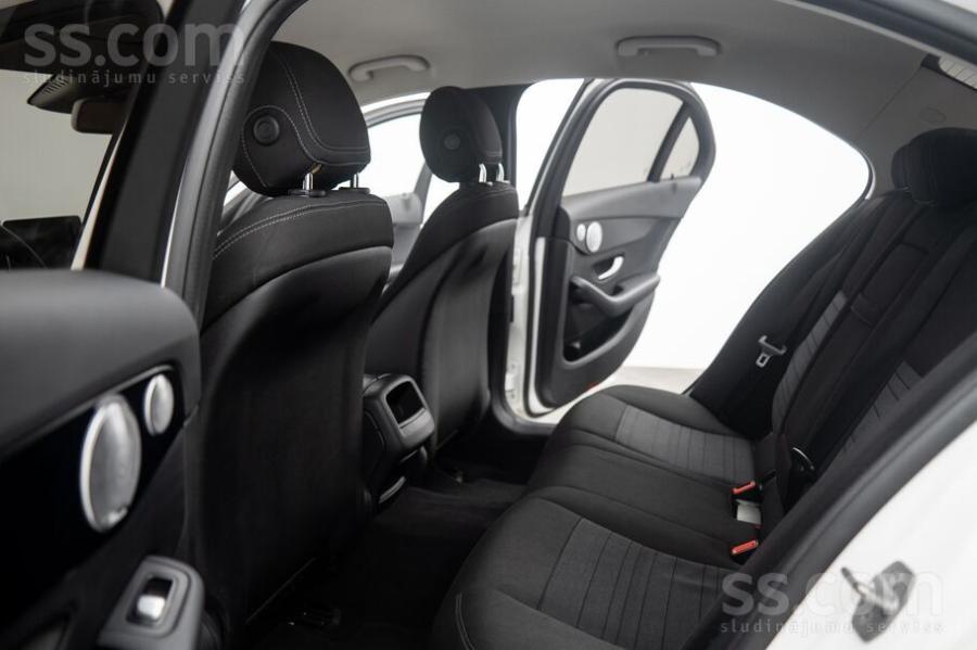 White Mercedes-Benz C 180 2018 in Tallinn, with an engine capacity of 1.60 L and mileage of 269 thousand km for 12499 €, photo 9 on AUTOMOTO.COM.LV