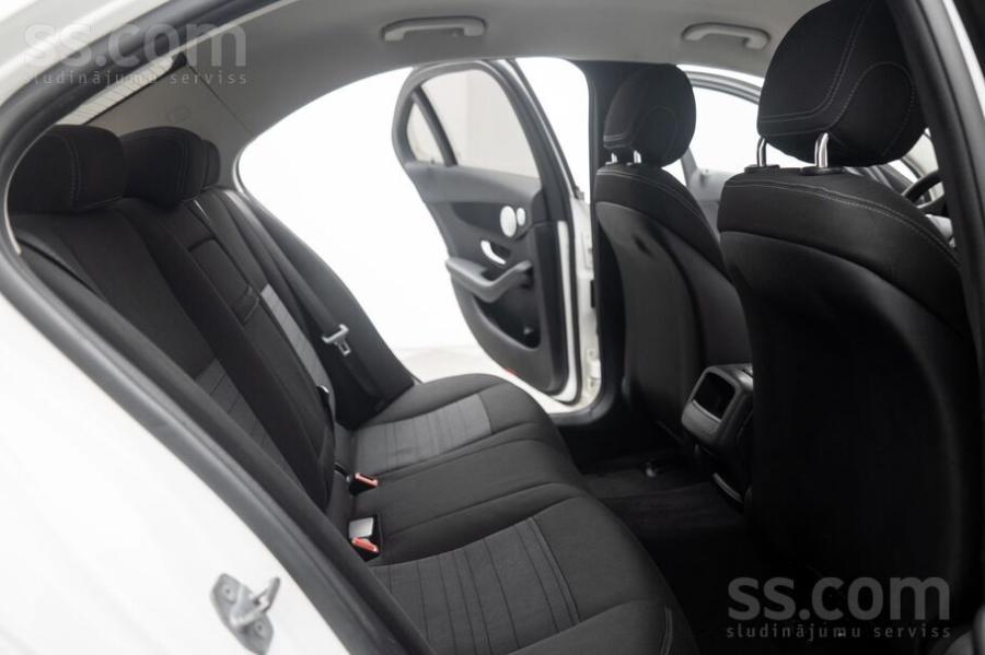 White Mercedes-Benz C 180 2018 in Tallinn, with an engine capacity of 1.60 L and mileage of 269 thousand km for 12499 €, photo 10 on AUTOMOTO.COM.LV