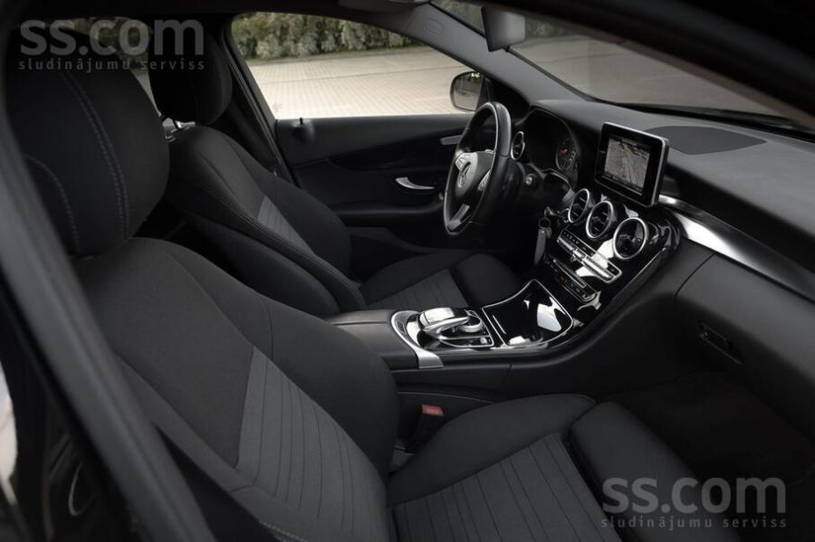 Black Mercedes-Benz C 200 2015 in Jelgava, with an engine capacity of 1.60 L and mileage of 270 thousand km for 11500 €, photo 8 on AUTOMOTO.COM.LV