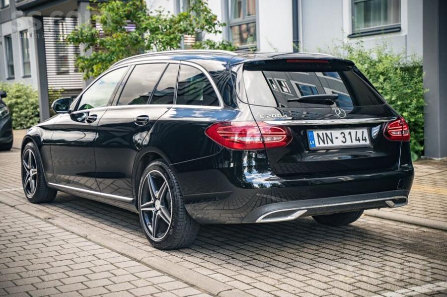 Black Mercedes-Benz C 200 2019 in Riga, with an engine capacity of 1.60 L and mileage of 185 thousand km for 14990 €, photo 7 on AUTOMOTO.COM.LV