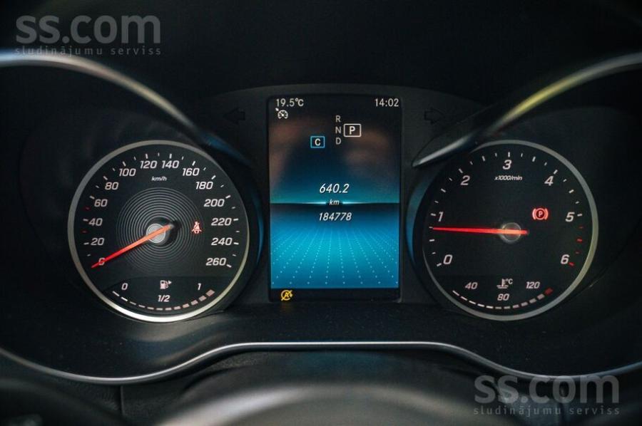 Black Mercedes-Benz C 200 2019 in Riga, with an engine capacity of 1.60 L and mileage of 185 thousand km for 14990 €, photo 22 on AUTOMOTO.COM.LV