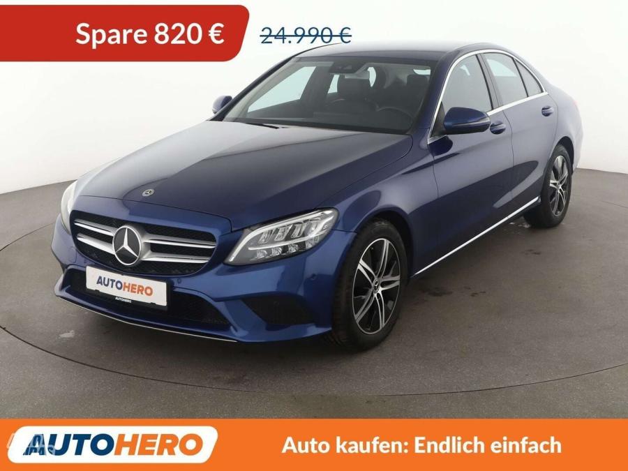 Blue Mercedes-Benz C 200 2020 in Kaunas, with an engine capacity of 1.60 L and mileage of 85 thousand km for 26695 €, photo 1 on AUTOMOTO.COM.LV