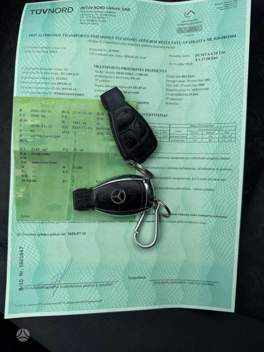 Grey Mercedes-Benz C 200 2003 in Vilnius, with an engine capacity of 2.15 L and mileage of 339 thousand km for 1650 €, photo 19 on AUTOMOTO.COM.LV