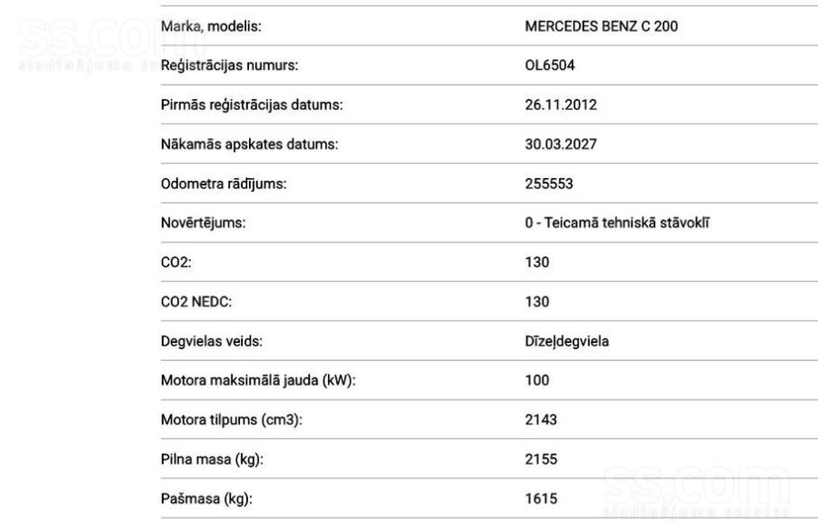 Pelēks Mercedes-Benz C 200 2012 Rīga, ar dzinēja tilpumu 2.20 L un nobraukumu 0 tūkst. km par 5990 €, foto 26 vietnē AUTOMOTO.COM.LV