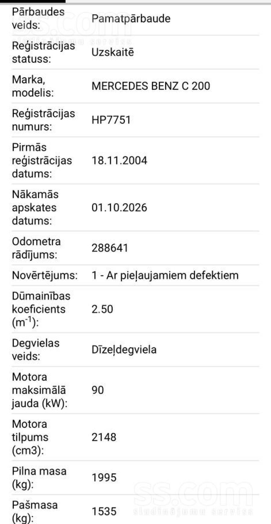 Mercedes-Benz C 200 2004 Rīga, ar dzinēja tilpumu 2.20 L un nobraukumu 296 tūkst. km par 1699 €, foto 9 vietnē AUTOMOTO.COM.LV