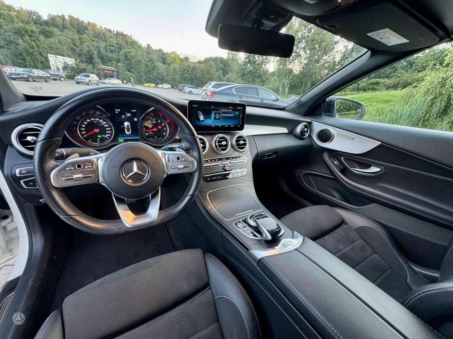 White Mercedes-Benz C 200 2019 in Vilnius, with an engine capacity of 1.50 L and mileage of 42 thousand km for 33900 €, photo 10 on AUTOMOTO.COM.LV