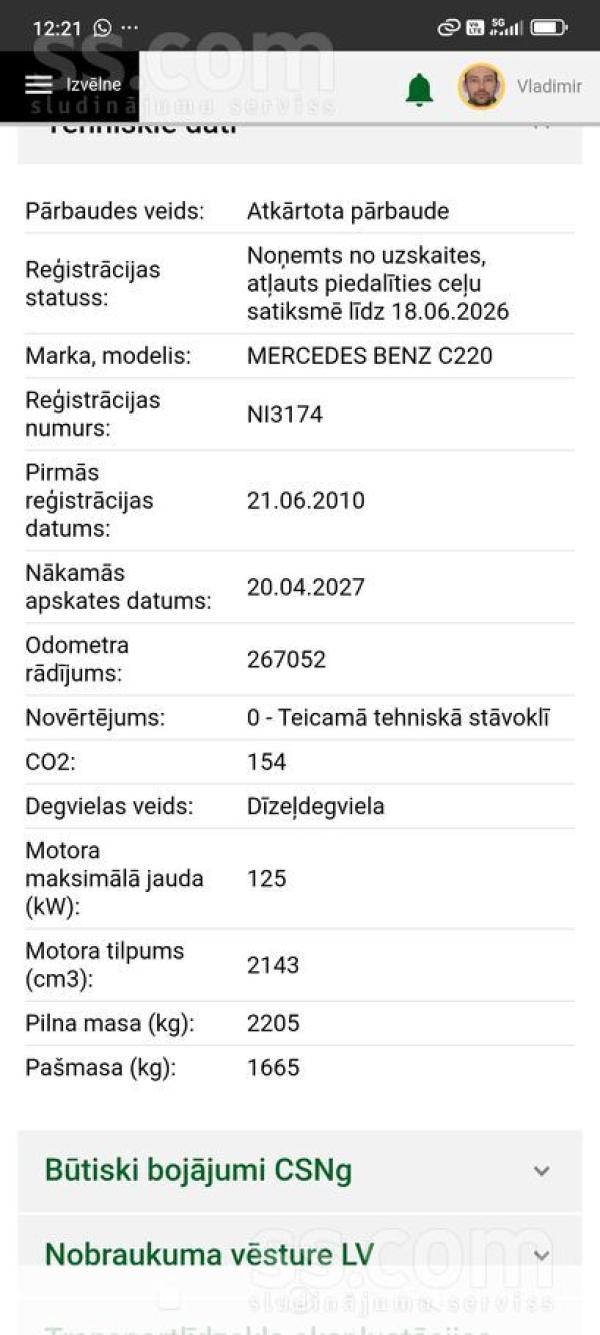 Black Mercedes-Benz c-220 2010 in Riga, with an engine capacity of 2.20 L and mileage of 265 thousand km for 4450 €, photo 9 on AUTOMOTO.COM.LV