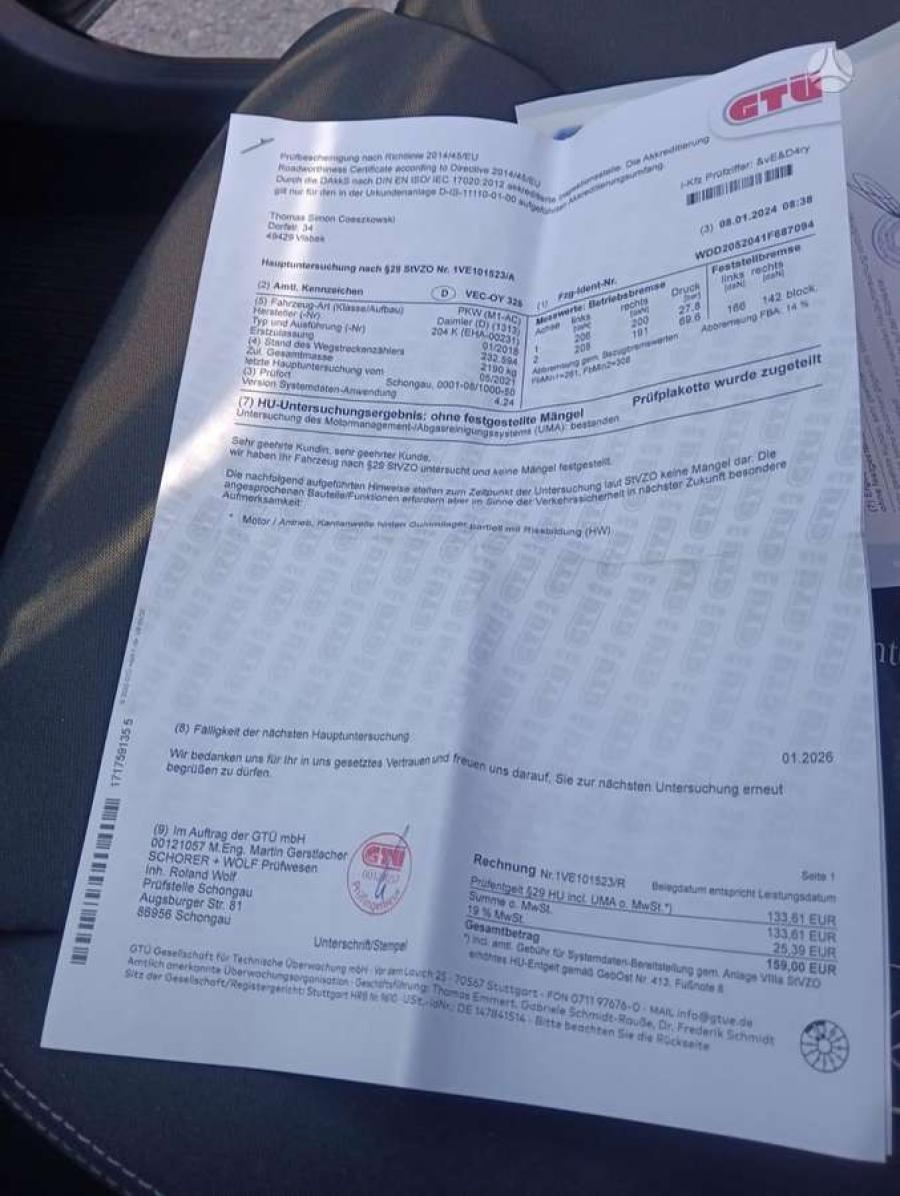 Черный Мерседес Ц 220 2018 в Утена, объемом двигателя 2.14 л и пробегом 278 тыс. км за 10900 €, фото 29 на AUTOMOTO.COM.LV
