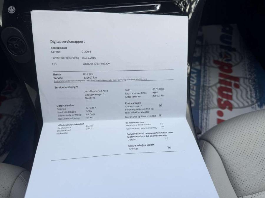 Синий Мерседес Ц 220 2016 в Паневежис, объемом двигателя 2.14 л и пробегом 325 тыс. км за 11750 €, фото 37 на AUTOMOTO.COM.LV