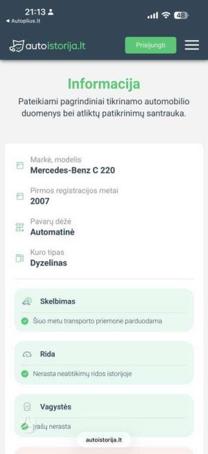 Серый Мерседес Ц 220 2007 в Каунас, объемом двигателя 2.15 л и пробегом 357 тыс. км за 4750 €, фото 19 на AUTOMOTO.COM.LV