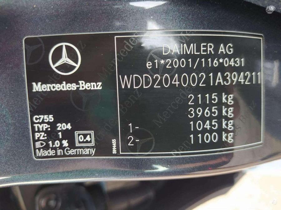 Grey Mercedes-Benz c-220 2010 in Panevezys, with an engine capacity of 2.15 L and mileage of 235 thousand km for 5900 €, photo 38 on AUTOMOTO.COM.LV